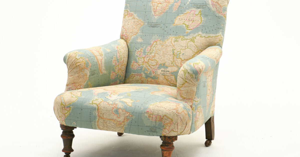 Completed Map of the World Armchair | Asnew