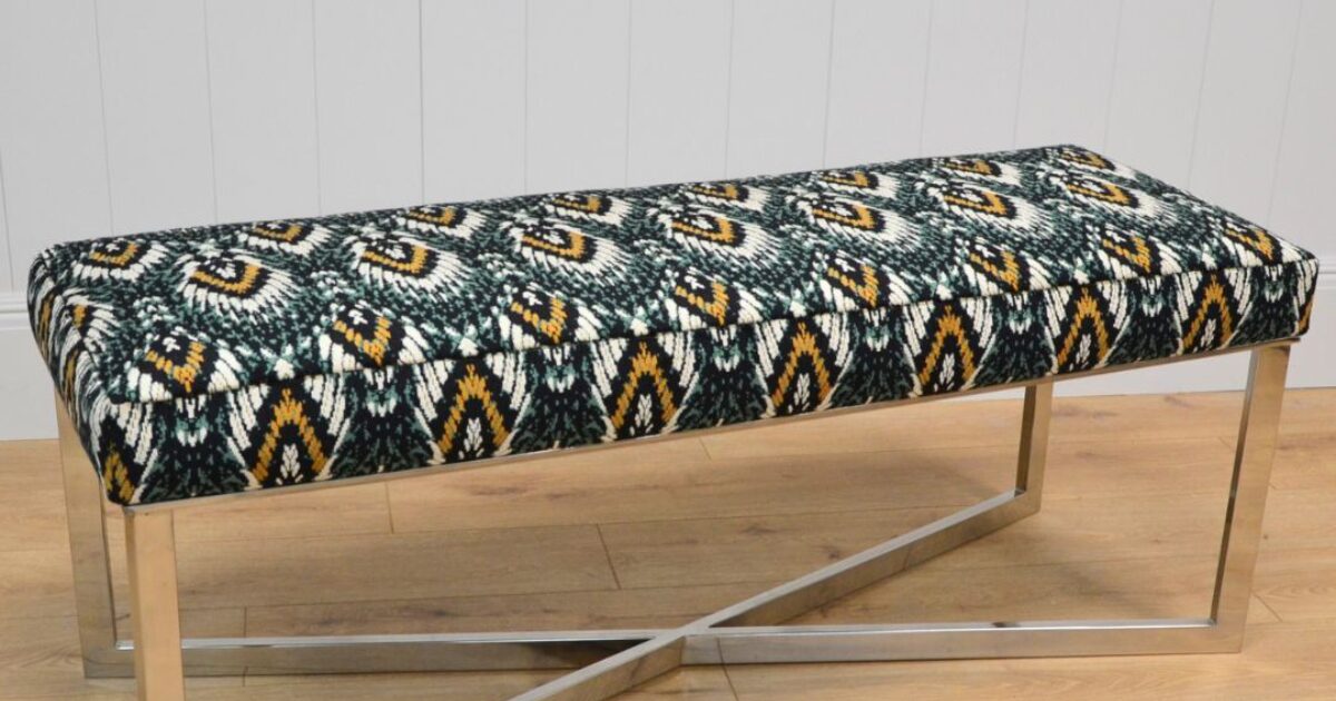 Metallic X - frame stool in a Romo x temperley london fabric | Asnew